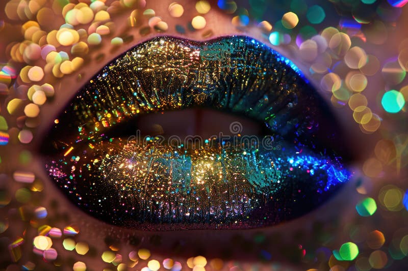 Multi-colored Glitter Lips, a Rainbow of Sparkling Hues Blending ...