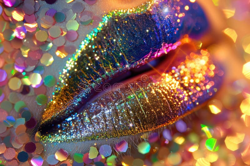 Multi-colored Glitter Lips, a Rainbow of Sparkling Hues Blending ...