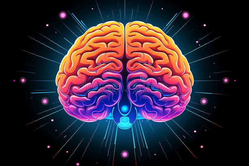 Multi-colored Glowing Brain. Concept of Pleasure and Dopamine Stock ...
