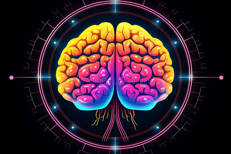Multi-colored Glowing Brain. Concept of Pleasure and Dopamine Stock ...
