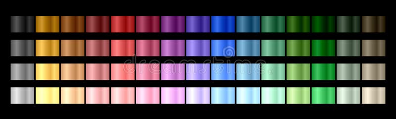 Multi Colored Gradient Set. Collection of Shiny Foil and Metal Color in ...