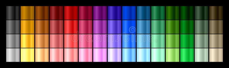 Multi Colored Gradient Set. Collection of Shiny Foil and Metal Color in ...