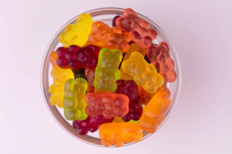 Multi-colored Gummy Bears in a Plate. View from Above. Stock Image ...