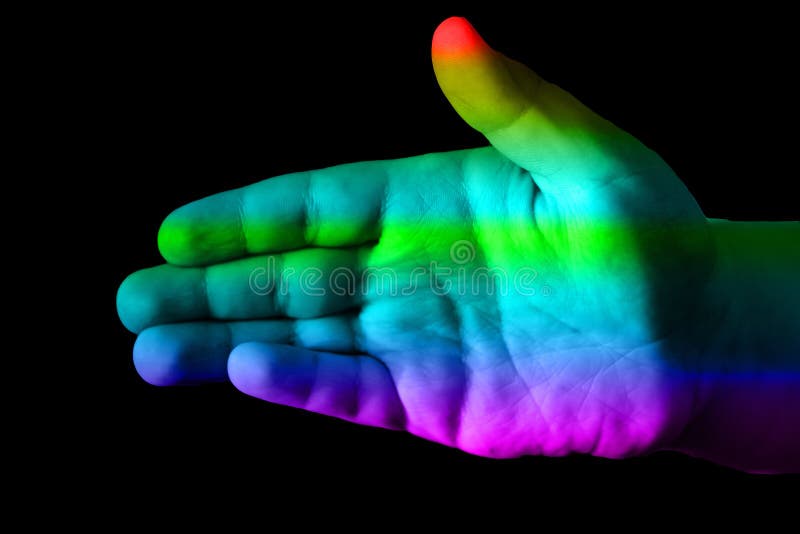 Multi Colored Hand on a Black Background Stock Photo - Image of rainbow ...