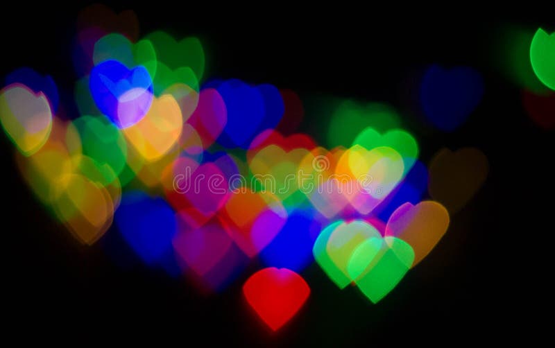 Multi-colored Heart Shaped Bokeh Stock Image - Image of christmas, glow ...