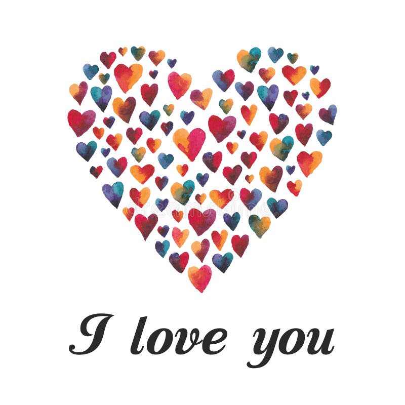 Multi-colored hearts stock vector. Illustration of colorful - 97166297