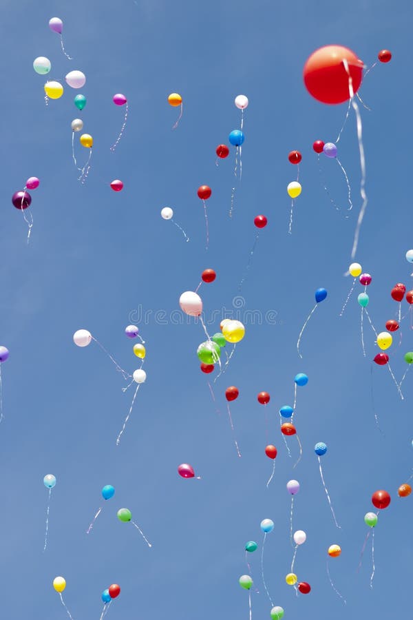 Helium Balloons Fly in the Sky Stock Image - Image of background ...
