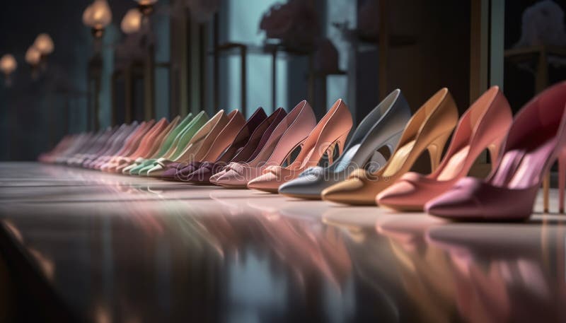 Multi Colored High Heels in a Row, Reflecting Elegance and Luxury ...