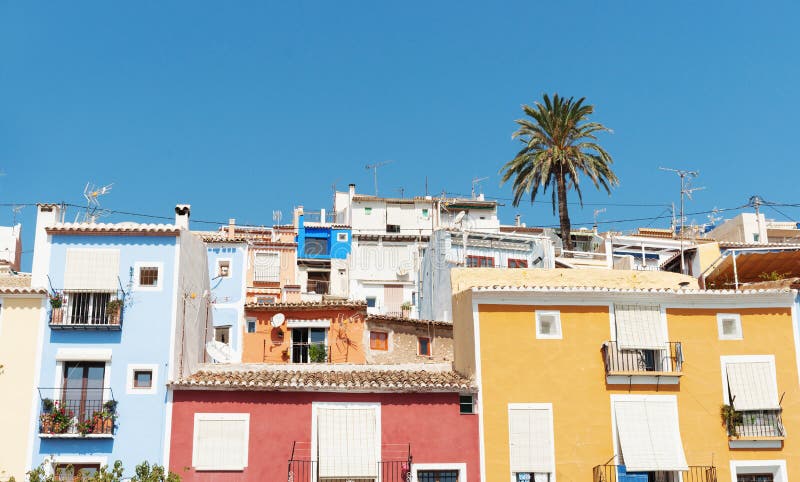 Multi-colored Homes of La Vila Joiosa, Costa Blanca Spain. Stock Photo ...