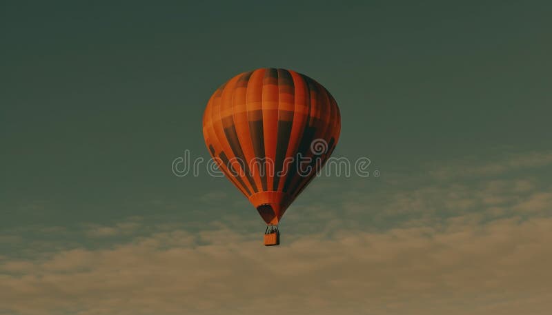 Multi Colored Hot Air Balloon Gliding Mid Air Over Mountain Landscape ...
