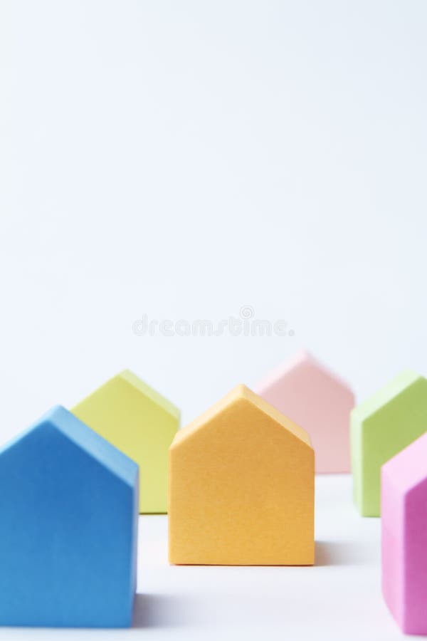 Multi Colored House Shaped Blocks on White Background Stock Image ...