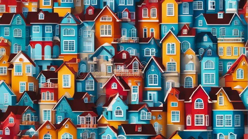 Multi-colored Houses. Houses on the Beach. Lots of Colored Houses. AI ...
