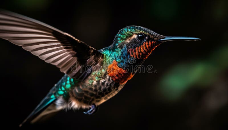 Multi Colored Hummingbird Perches on Vibrant Branch in Tropical Forest ...