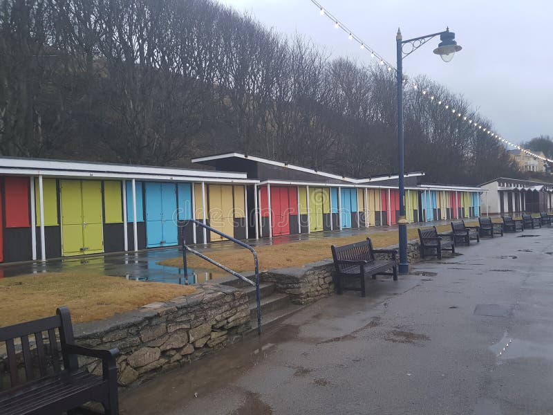 Filey Beach Huts stock image. Image of filey, looking - 119189101