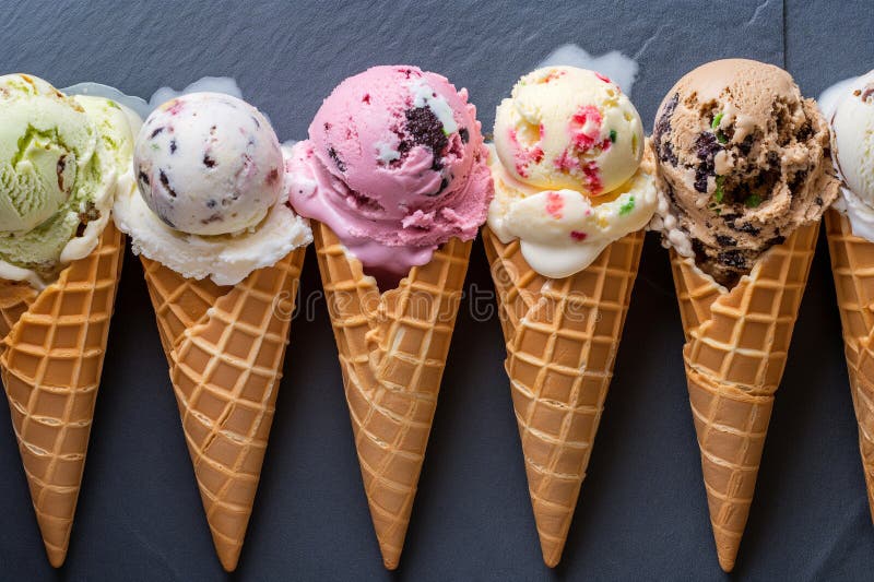 Multi-colored Ice Cream in a Cone Close-up and Copy Space Stock ...