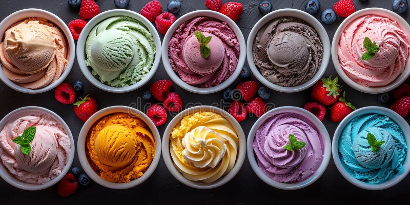 Multi-colored Ice Cream with Different Flavors Stock Illustration ...