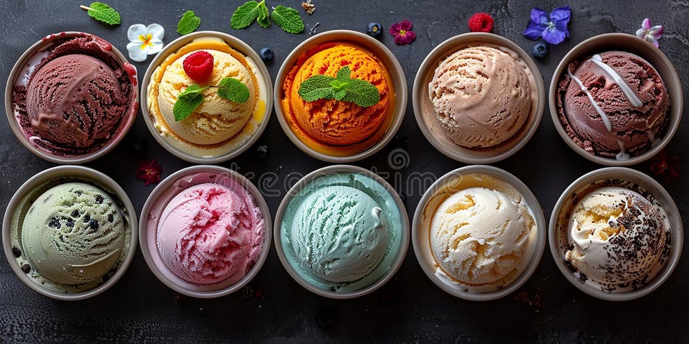 Multi-colored Ice Cream with Different Flavors Stock Illustration ...