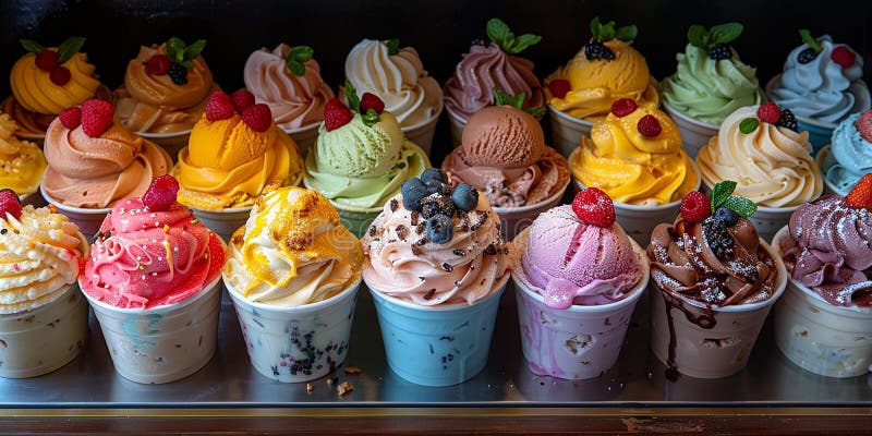 Multi-colored Ice Cream with Different Flavors Stock Illustration ...