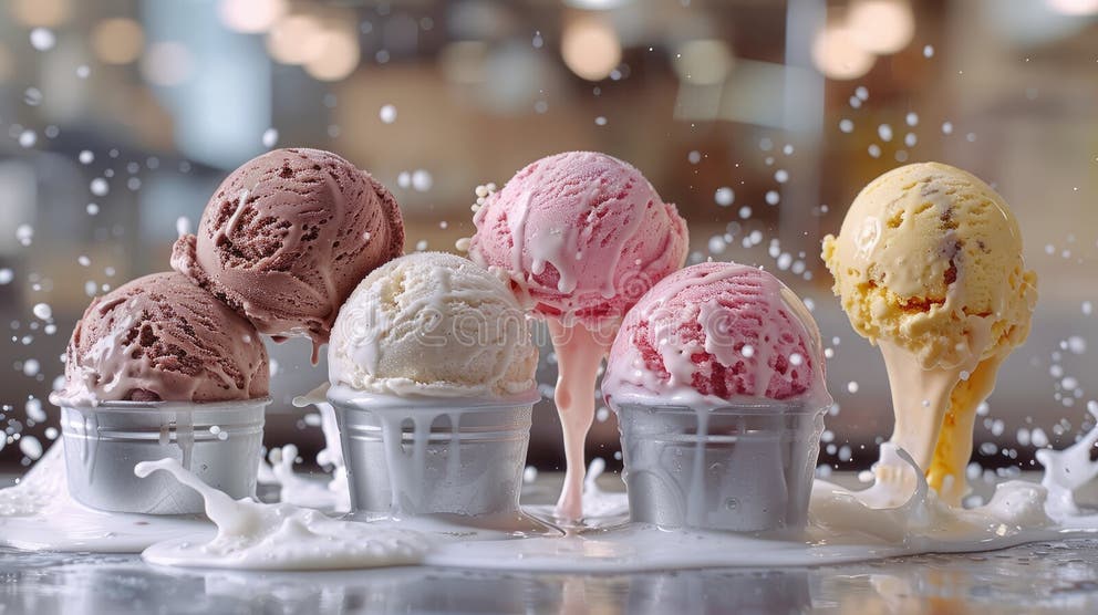 Multi-colored Ice Cream Scoops Stock Photo - Image of dessert ...