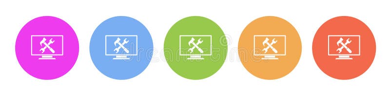Multi Colored Icon Configuration Desktop. Button Banner Round Badge ...