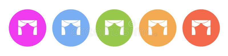 Multi Colored Icon Curtains Stage Theater. Button Banner Round Badge ...