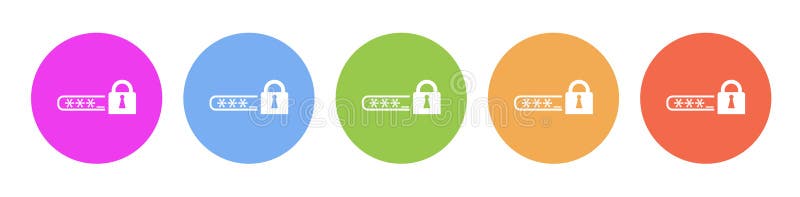 Multi Colored Icon Login Lock Key. Button Banner Round Badge Interface ...