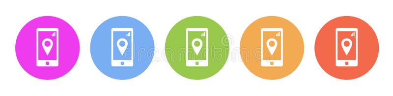 Multi Colored Icon Mobile Phone Pin. Button Banner Round Badge ...