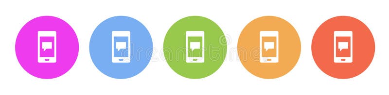 Multi Colored Icon Phone Chat Message. Button Banner Round Badge ...