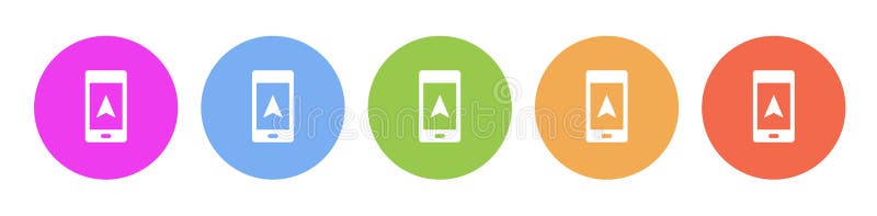 Multi Colored Icon Phone Cursor. Button Banner Round Badge Interface ...
