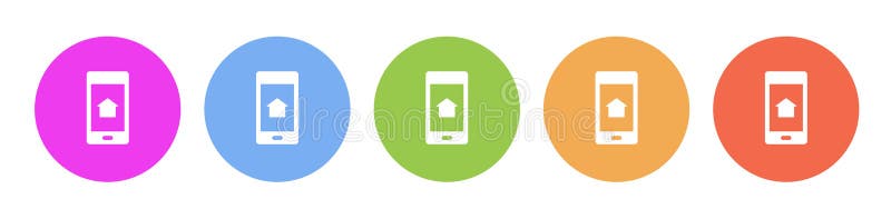 Multi Colored Icon Phone Home. Button Banner Round Badge Interface for ...