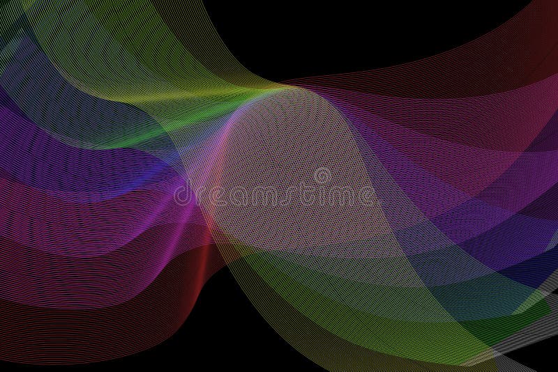 Multi-colored Illustrated Waves Over a Black Background. Stock ...