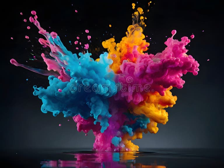 Multi Colored Ink Exploding in Abstract Underwater Motion Stock ...