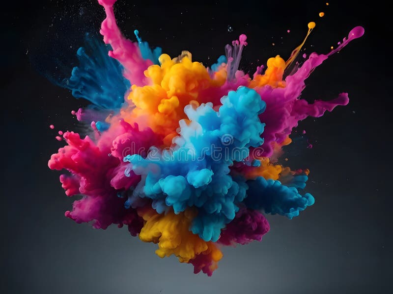 Multi Colored Ink Exploding in Abstract Underwater Motion Stock ...