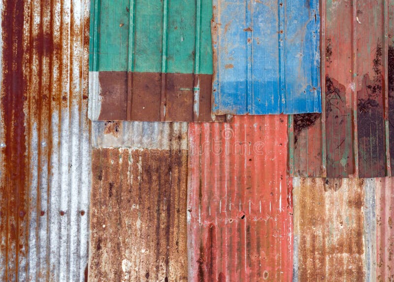 Multi-colored Iron Sheets, Corrugated Sheets of Old Roofing Material ...