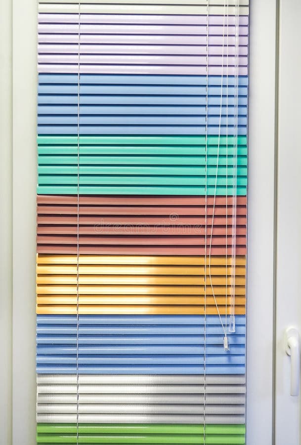 Multi-colored Jalousie on the Window. Stock Image - Image of decor ...