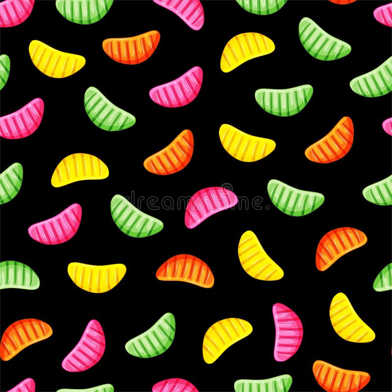 Multi-colored Jelly Slices Seamless Pattern. Gummy Sweets. Vector ...