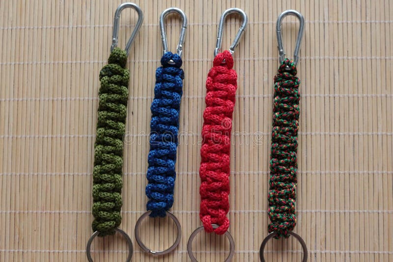 Multi-colored Key Chains with Carabiner Made Using Macrame Technique ...