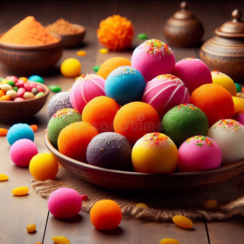 Multi Colored Laddus Traditional Sweets Made in Assorted Bright Stock ...