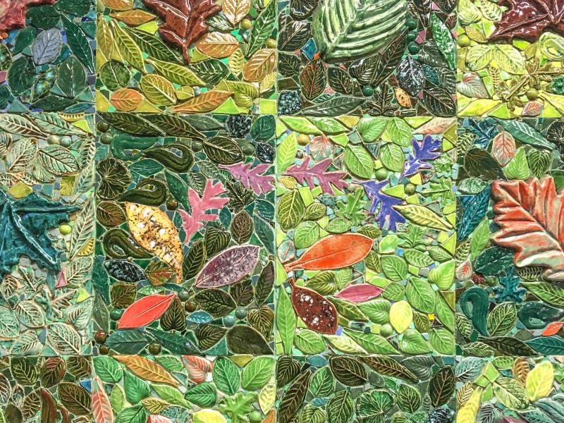 Multi colored leaf tiles stock image. Image of green - 208767063