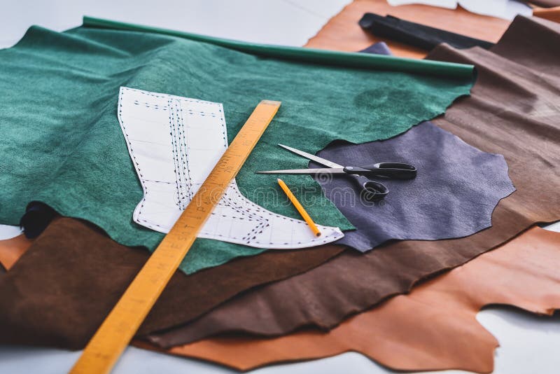 Multi-colored Leather on a Desk Stock Photo - Image of industry ...