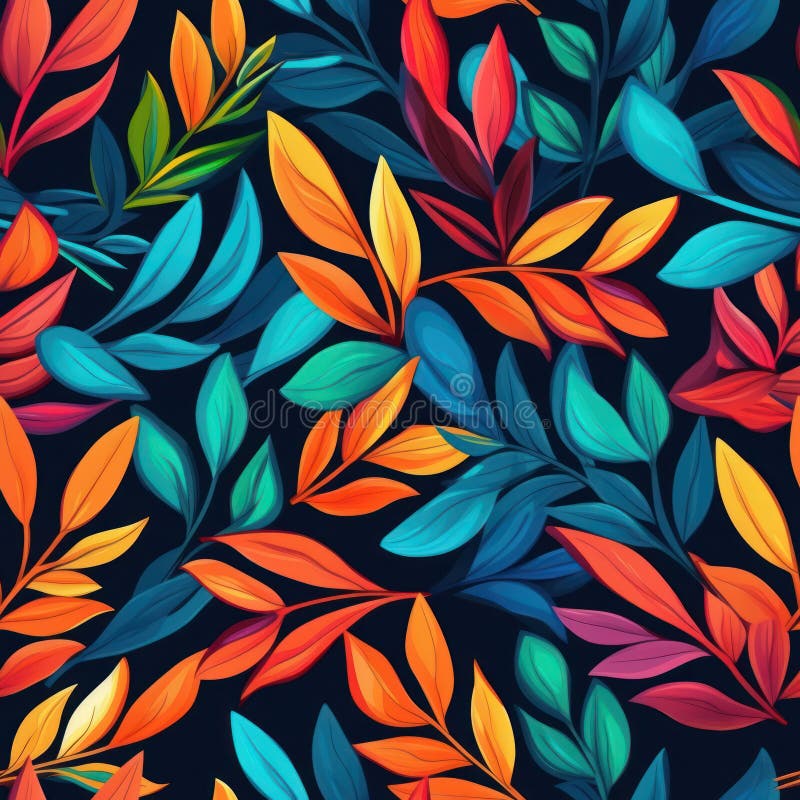 Multi Colored Leaves Abstract Background Seamless Pattern Stock ...