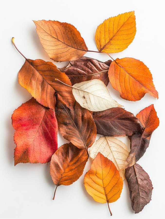 Multi-colored Leaves on White Stock Photo - Image of motivational ...