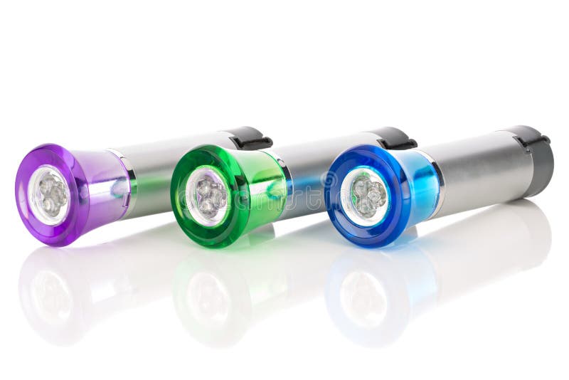 Multi-colored LED Flashlights Stock Photo - Image of safety ...
