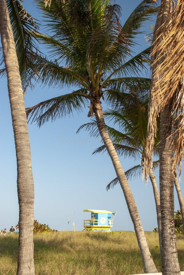 Multi Colored Lifeguard Hut in Miami, Florida Stock Photo - Image of ...