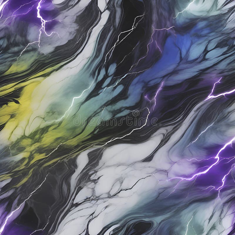 Multi-colored Lightning Pattern Marble. Generative AI. Stock ...