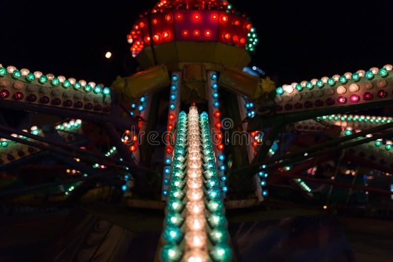 Multi-colored Lights on the Amusement Park at Night. Stock Image ...