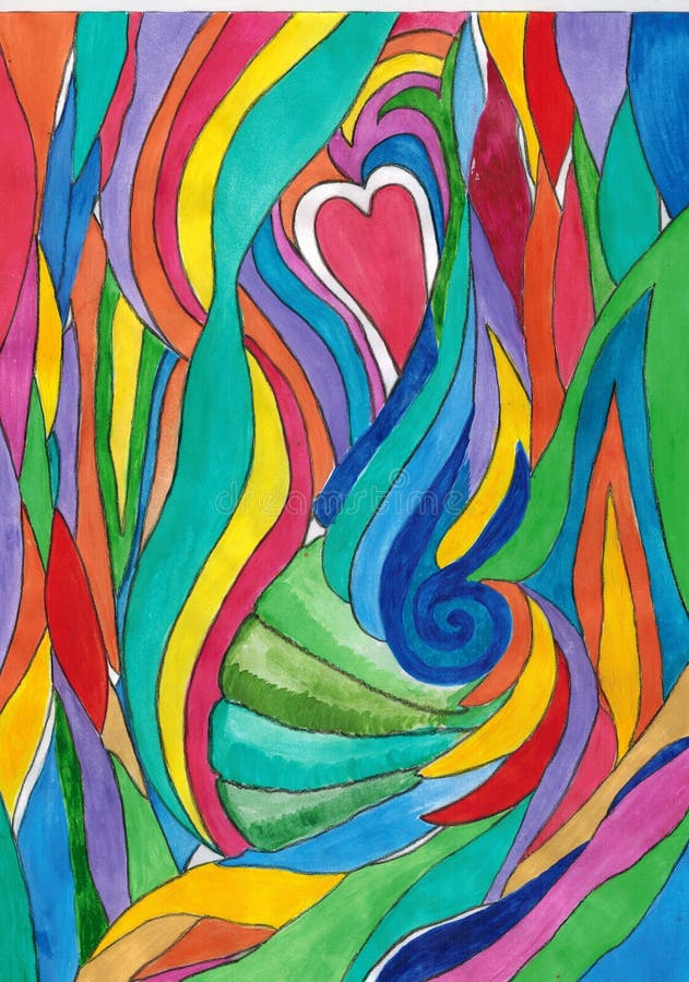 Multi-colored Lines are Added To the Heart. Stock Illustration ...