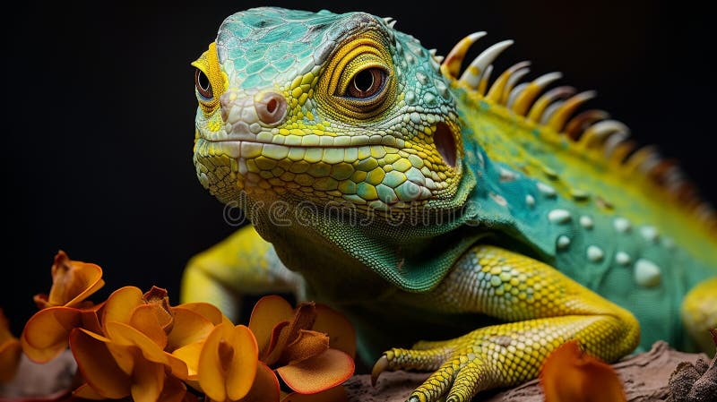 Multi-colored Lizard Close-up Stock Illustration - Illustration of ...