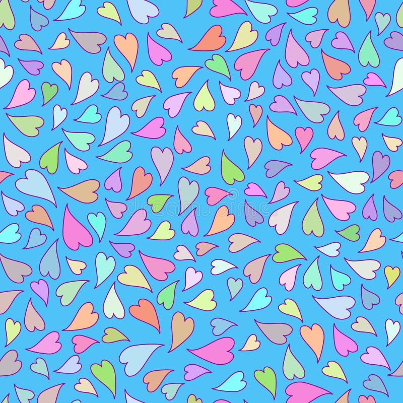 Multi-colored Lovely Hearts on a Blue Background. Stock Vector ...