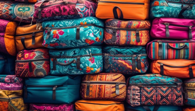 Multi Colored Luggage Stack, a Fashion Collection for Travel ...